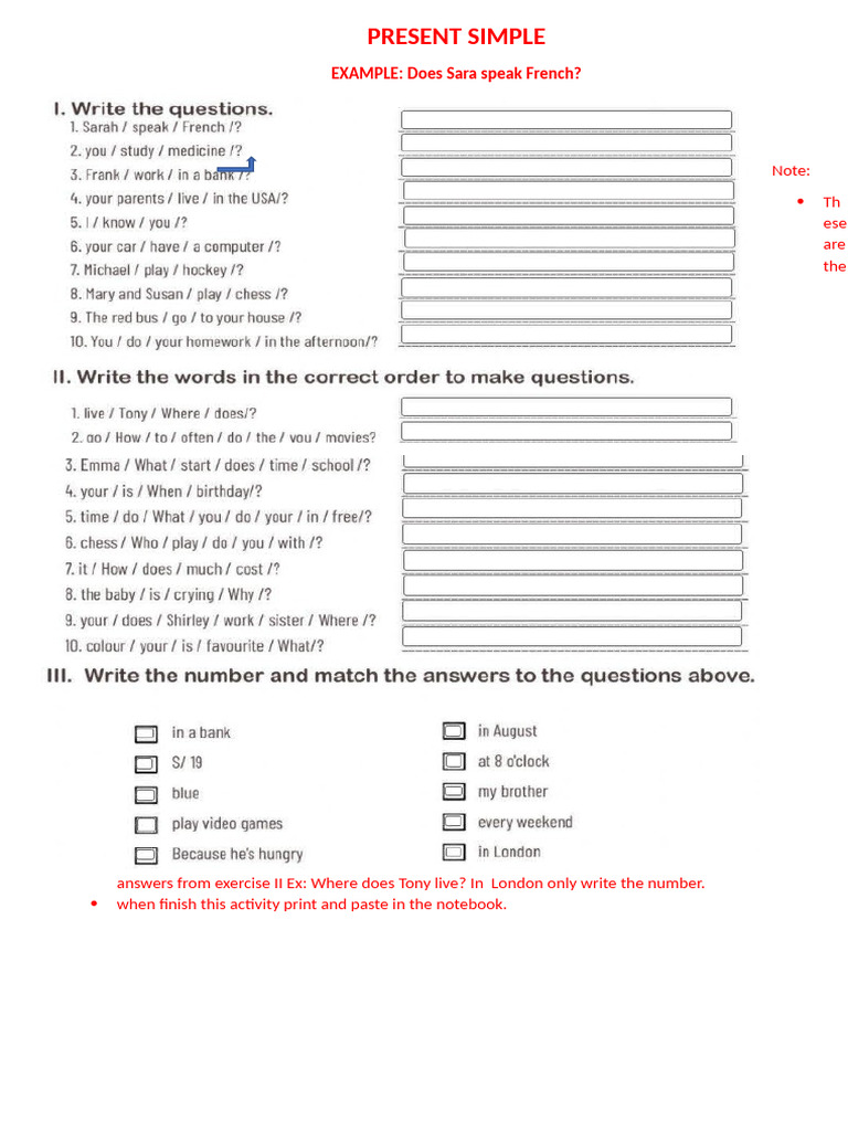 Activity Present Simple 9th With Answers | PDF | Lunch | Meal