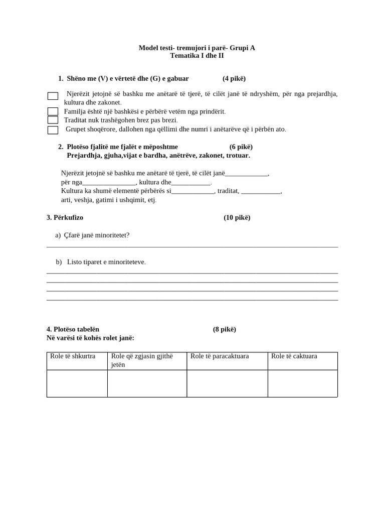 QYTETARIA 3 Modele Testesh Sipas 3 Mujorëve | PDF