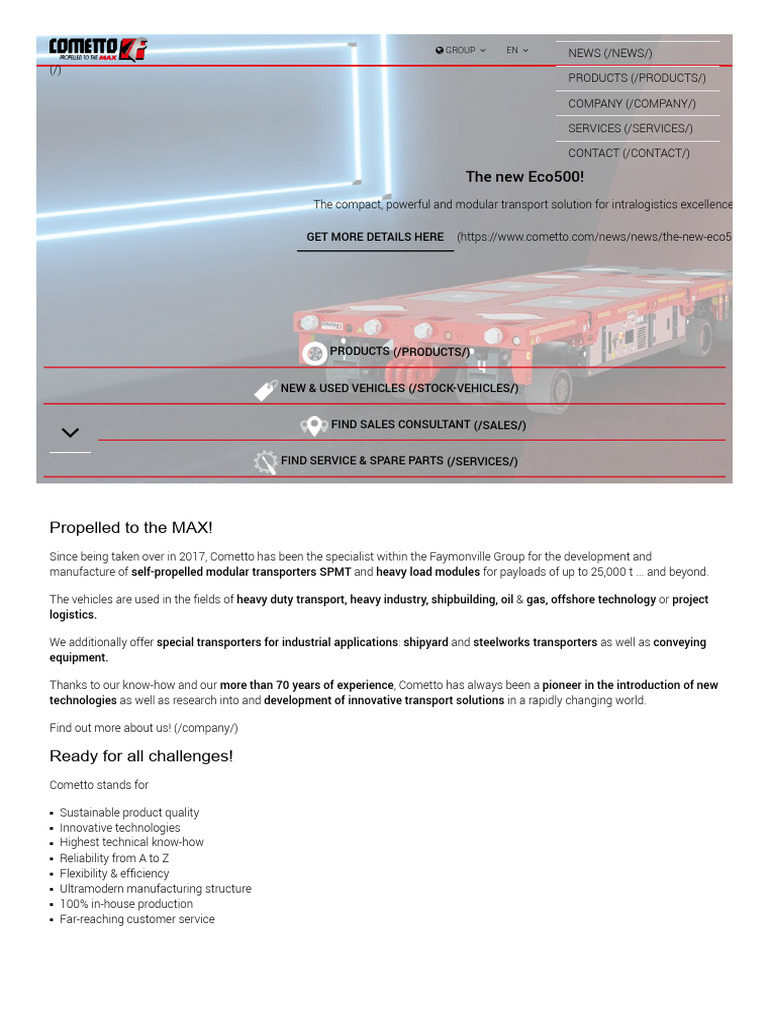 Industrial Transporters and Modular Systems - Cometto S.P.A | PDF ...