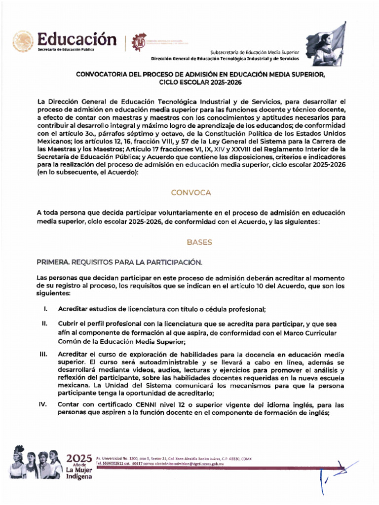 DGETI Convocatoria Admision 2025-2026 | PDF | Etapas educativas ...