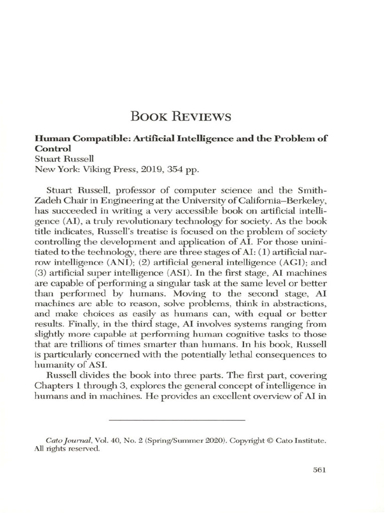 Human Compatible Artificial Intelligence | PDF