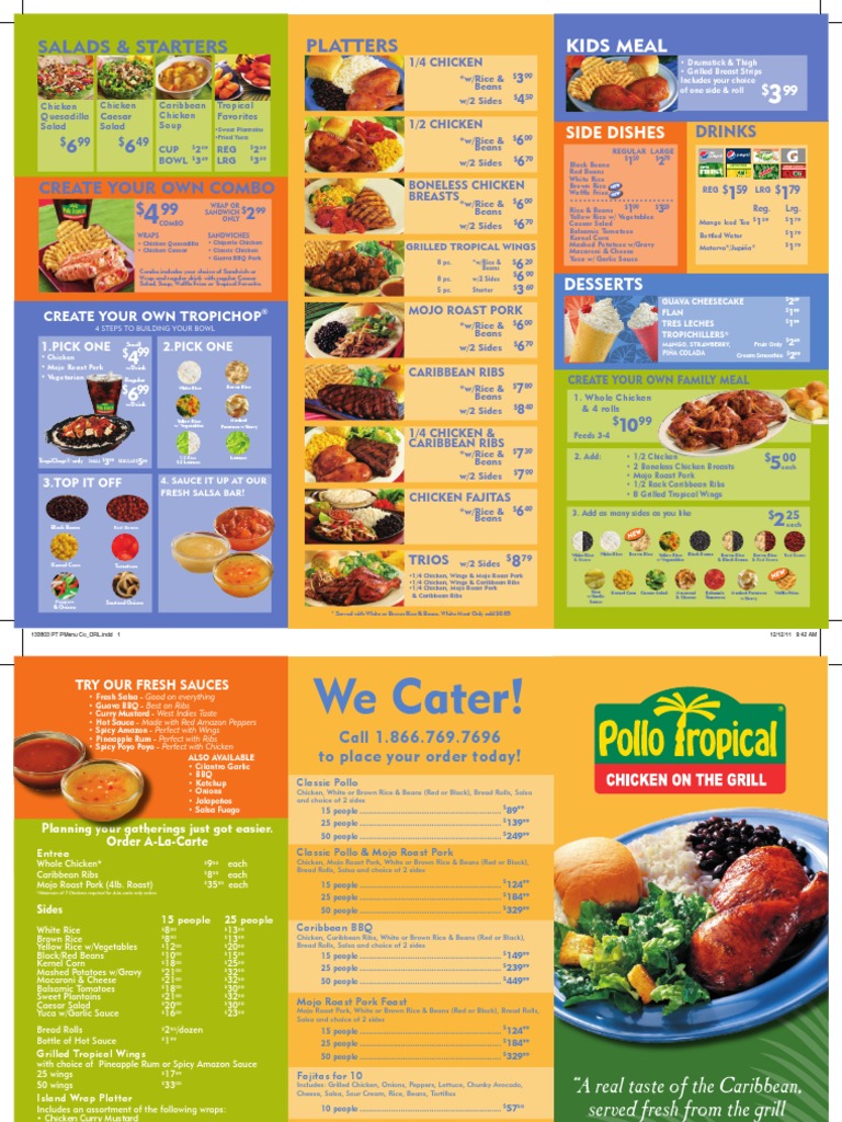 Pollo Tropical Menu | PDF | Salsa (Sauce) | Salad