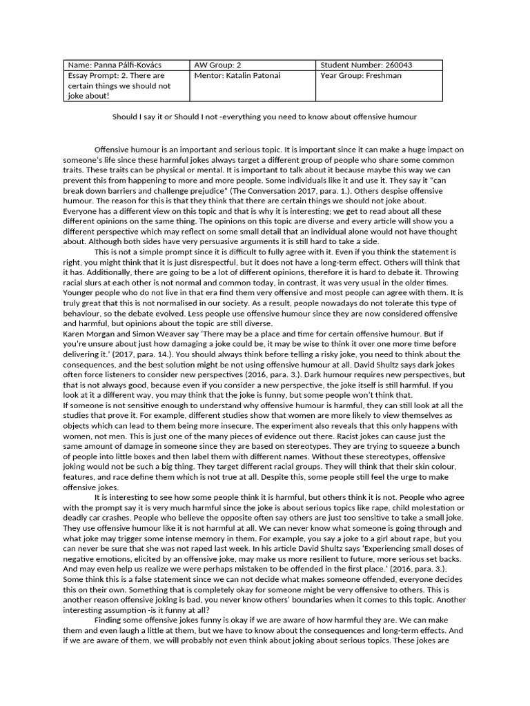 The Impact of Offensive Humor | PDF | Jokes | Humour