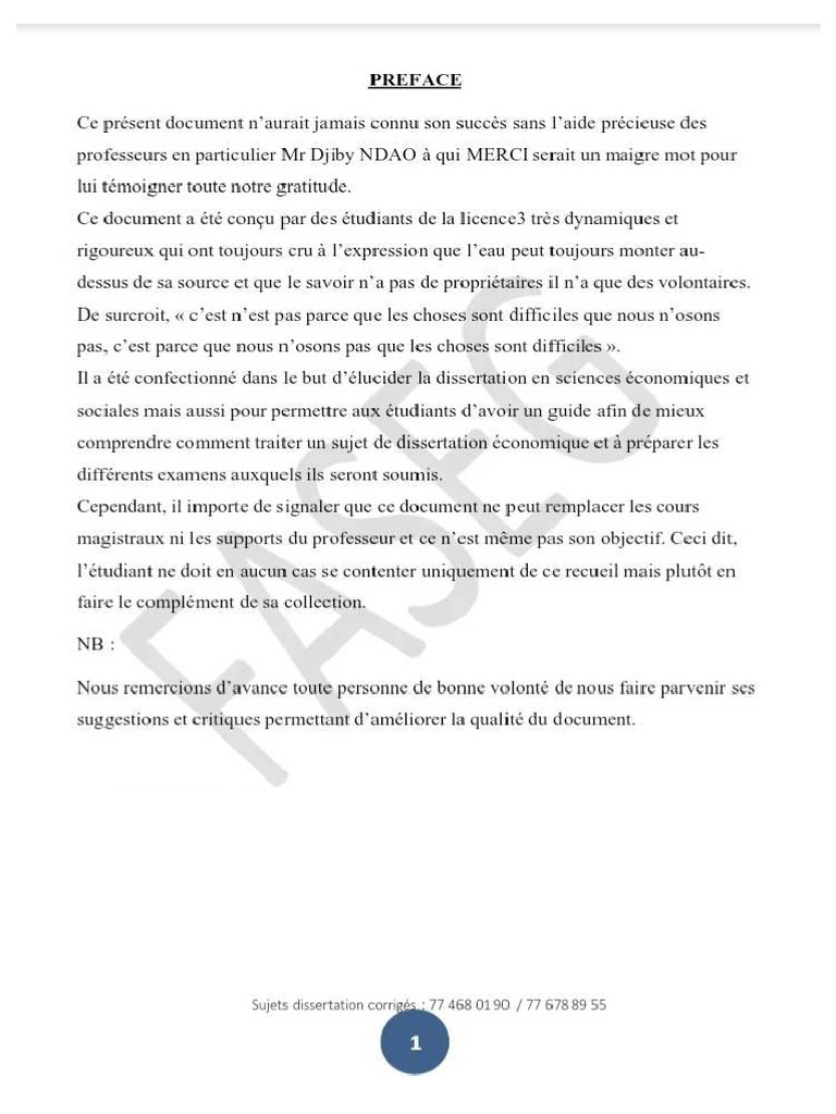 Dissertation Corrigés (Copain JO) - 1 | PDF