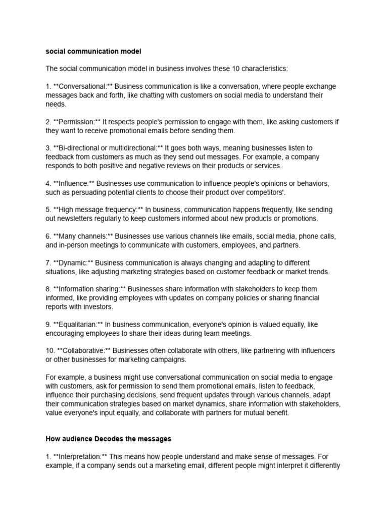 Social Communication Model in Business | PDF | Communication ...