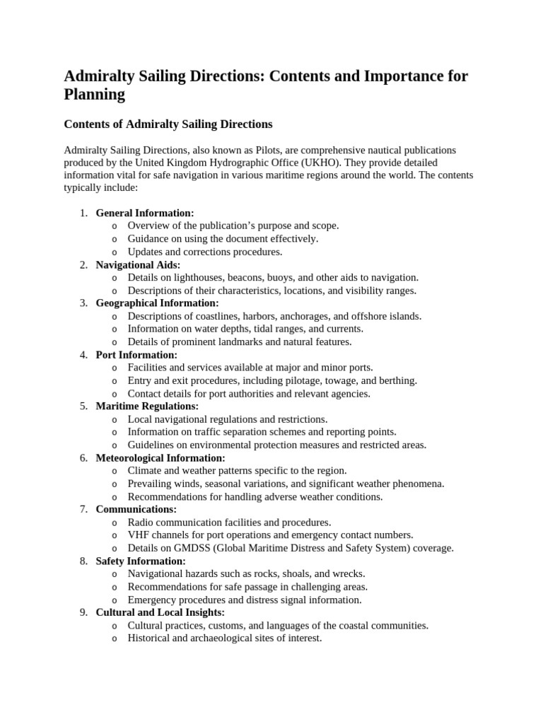 Admiralty Sailing Directions | PDF | Hydrography | Physical Geography
