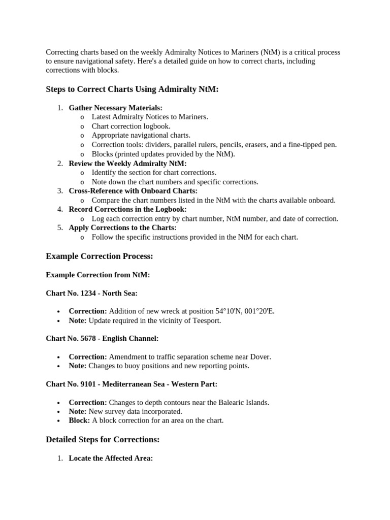 Navigational Chart Correction Guide | PDF | Navigation