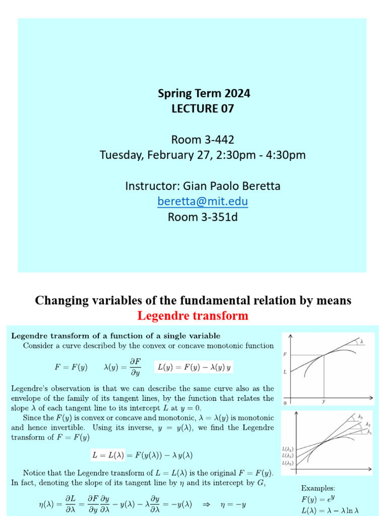 Lecture 7 - Availability Functions and The LeChatelier-Braun Principle ...