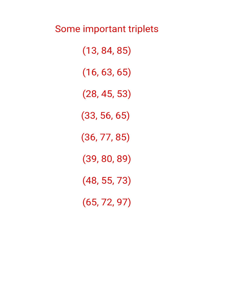 Some Important Triplets | PDF