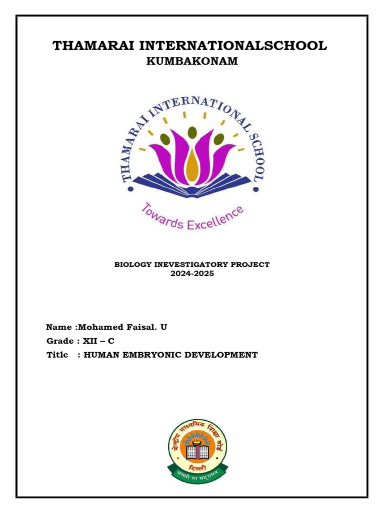 Human Embryonic Development Project | PDF | Embryo | Twin