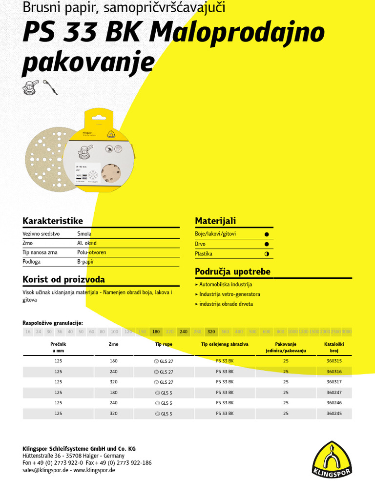 List Sa Podacima o Proizvodu PS 33 BK Maloprodajno Pakovanje | PDF