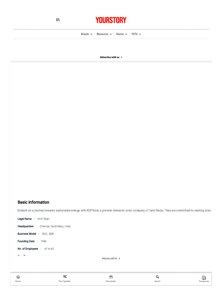 KCP Solar Company Profile Funding & Investors - YourStory | PDF ...