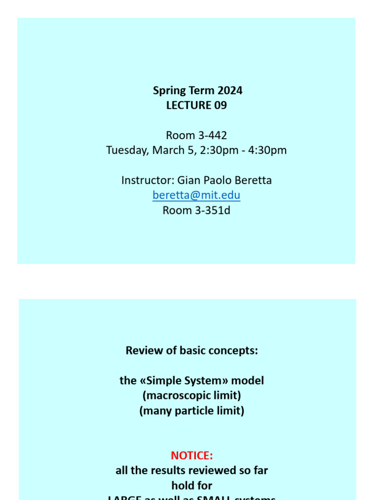 Lecture 9 - Minimum Work of Partitioning Small Systems, Gibbs' Phase Rule, The Van Der Waals ...