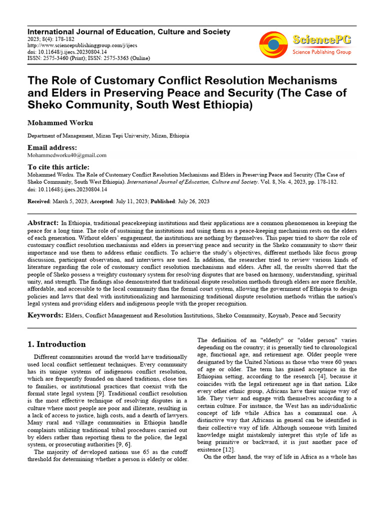The Role of Customary Conflict Resolution Mechanis | PDF | Conflict ...