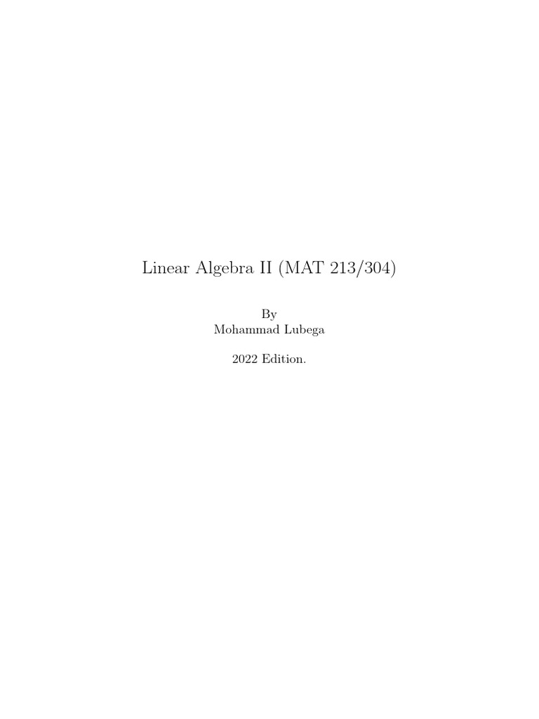 Linear Algebra II Overview | PDF | Linear Map | Linear Subspace
