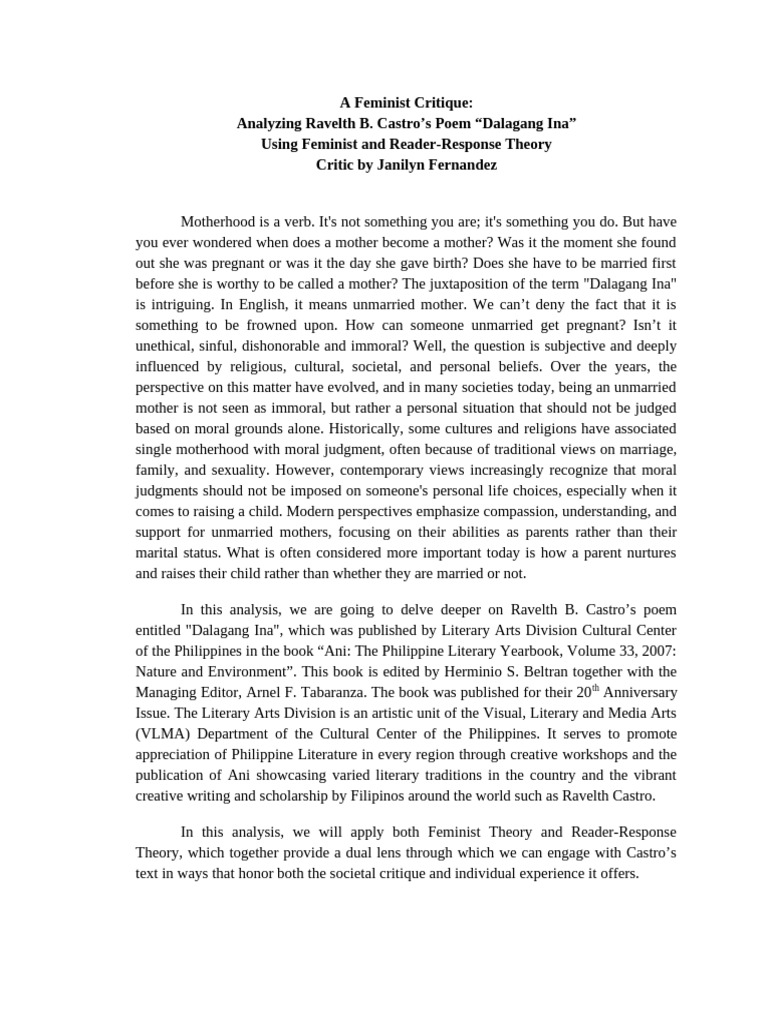 Critical Analysis A Feminist Critique | PDF | Intersectionality | Feminism