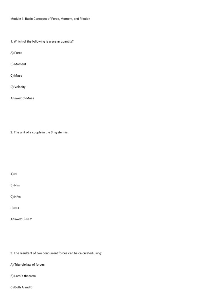 Bee notes | PDF | Friction | Force