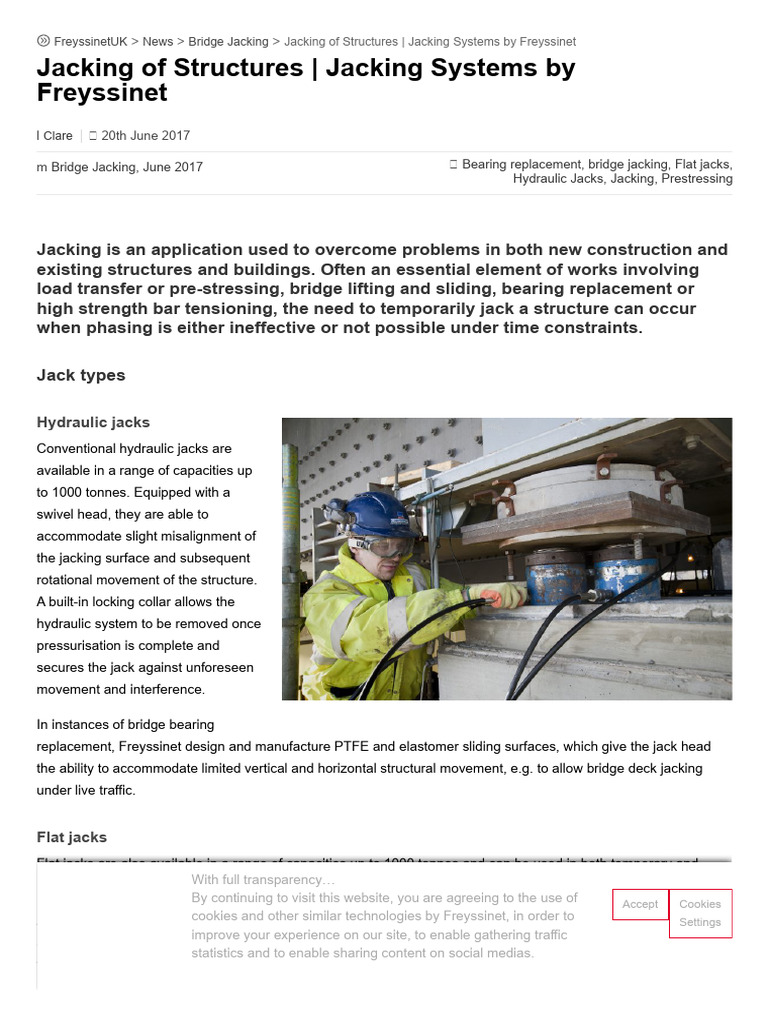 Jacking of Structures - Jacking Systems by Freyssinet - FreyssinetUK | PDF | Bridge | Civil ...