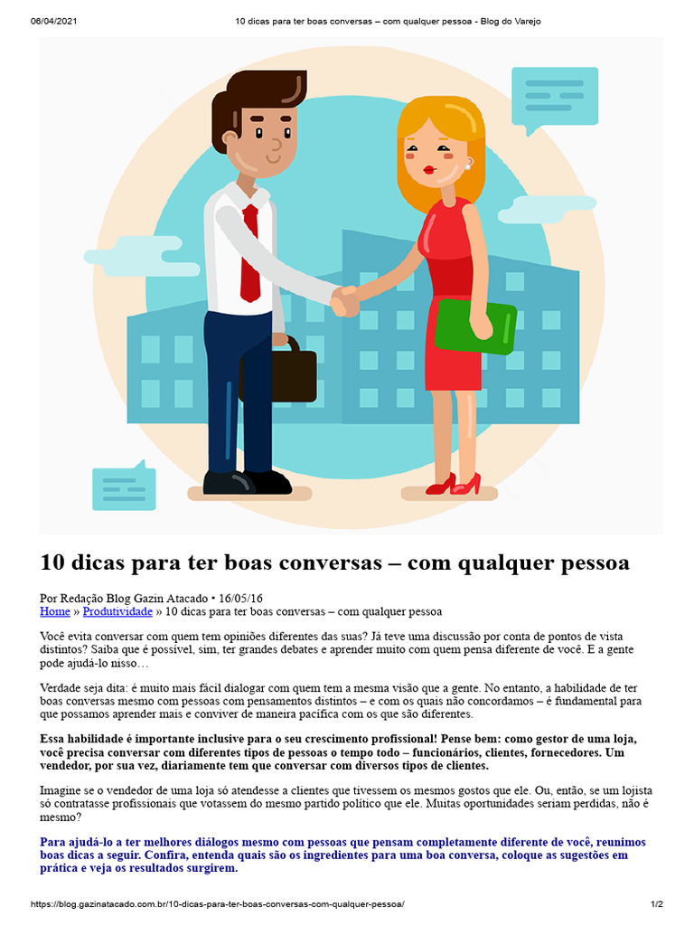 10 dicas para ter boas conversas – com qualquer pessoa - Blog do Varejo ...