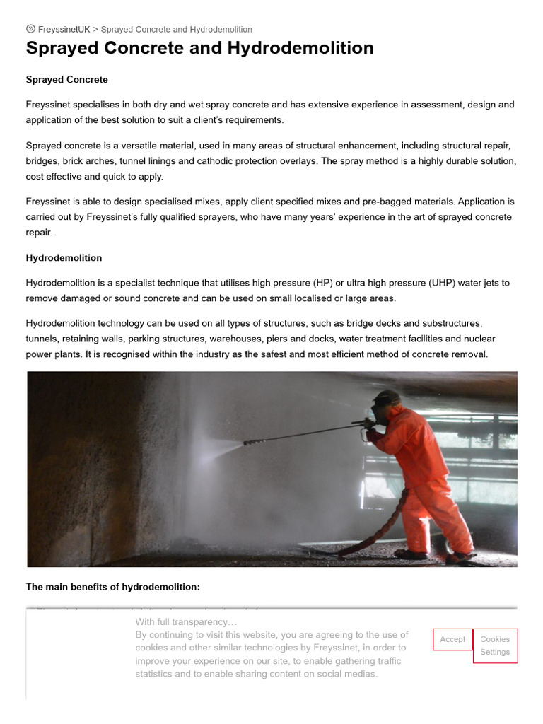 Sprayed Concrete & Hydrodemolition Services | PDF | Concrete ...