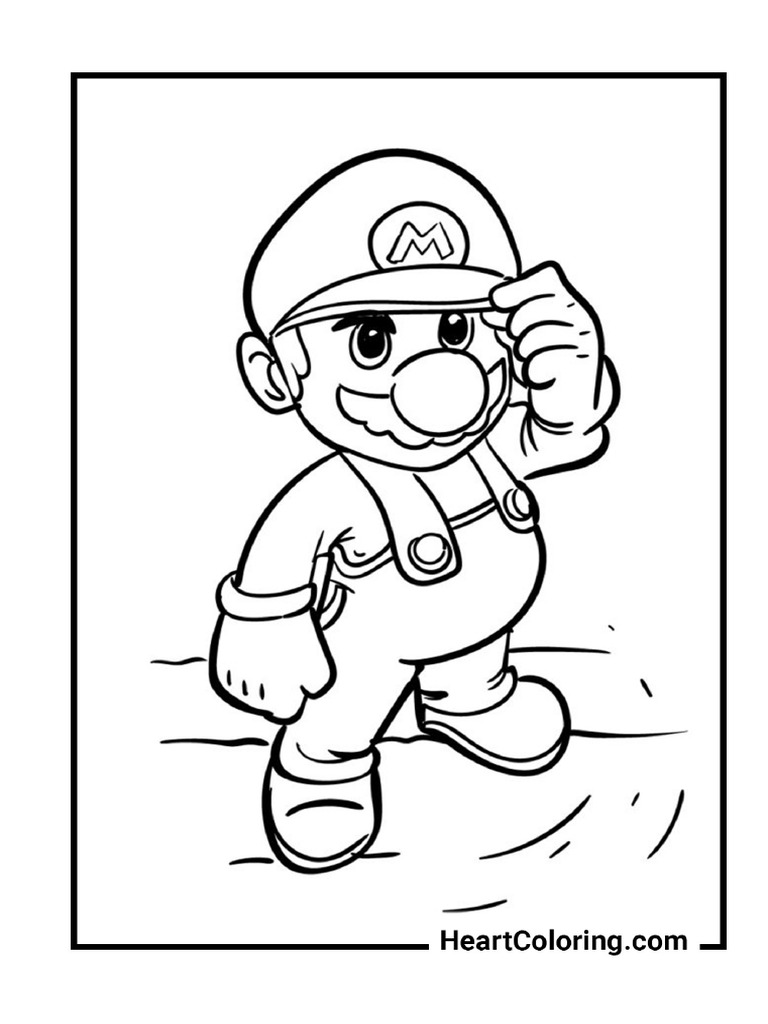 481 Mario Adjusts His Cap Super Mario Coloring Pages | PDF
