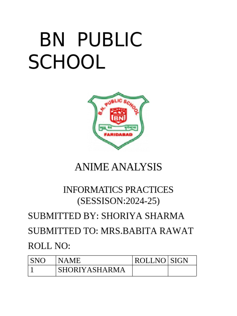 Anime Analysis Project Overview | PDF