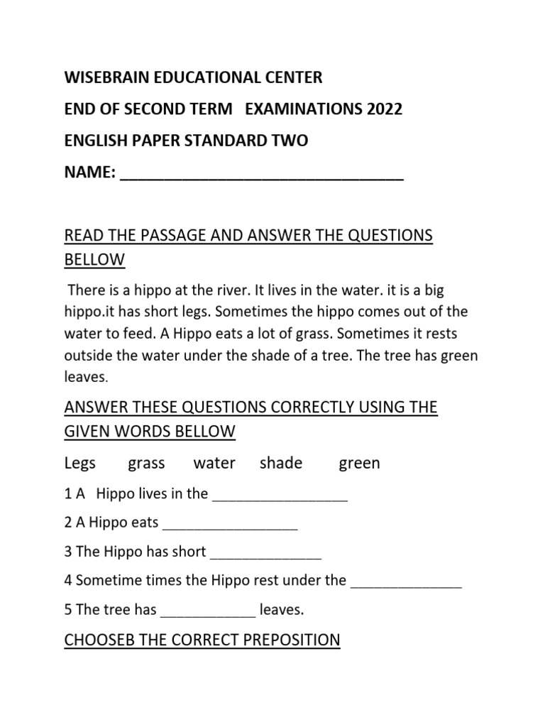 English STD 2 Term 3 | PDF