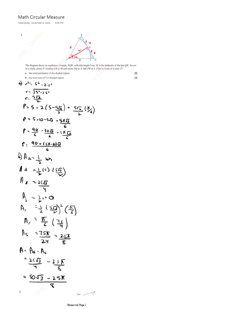 Circular Measure Homework | PDF