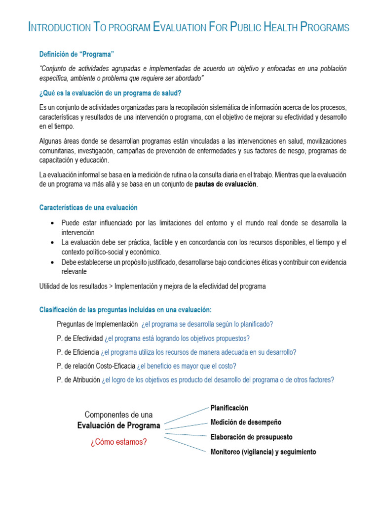 Resumen - Program Evaluation (2a Lectura) | PDF | Presupuesto