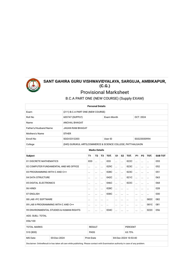 Anchal result | PDF
