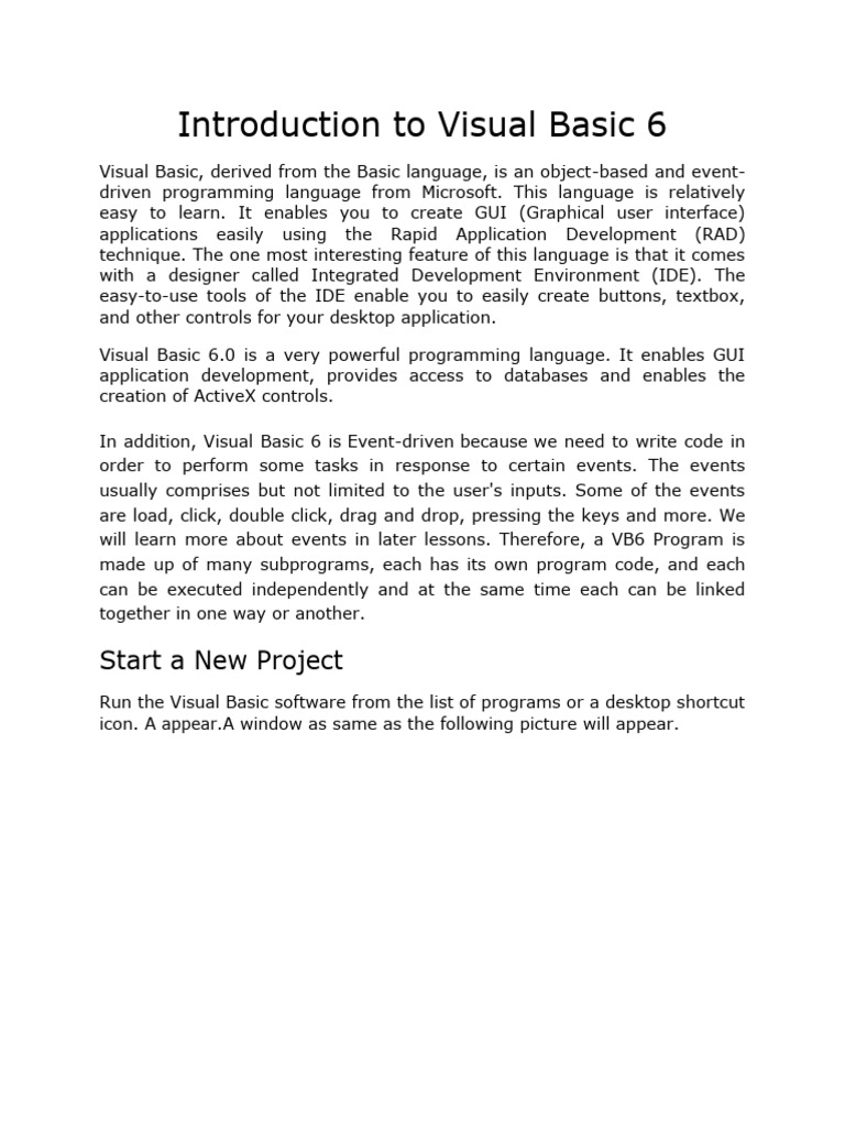 Visual Basic 6 Programming Guide | PDF | Data Type | Variable (Computer Science)