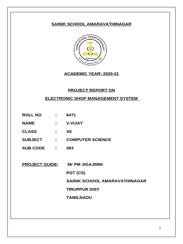 Electronic Shop Management System Report | PDF | Computer Program ...