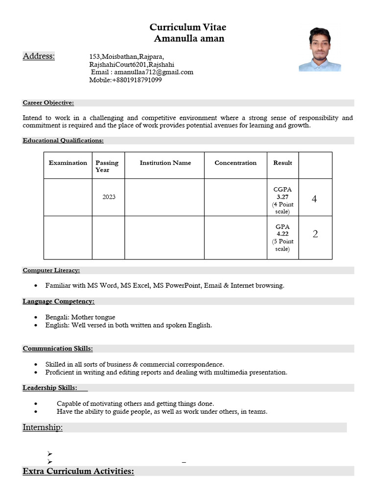Common CV Format 02 - rOf1ZJpPtpOezYm | PDF