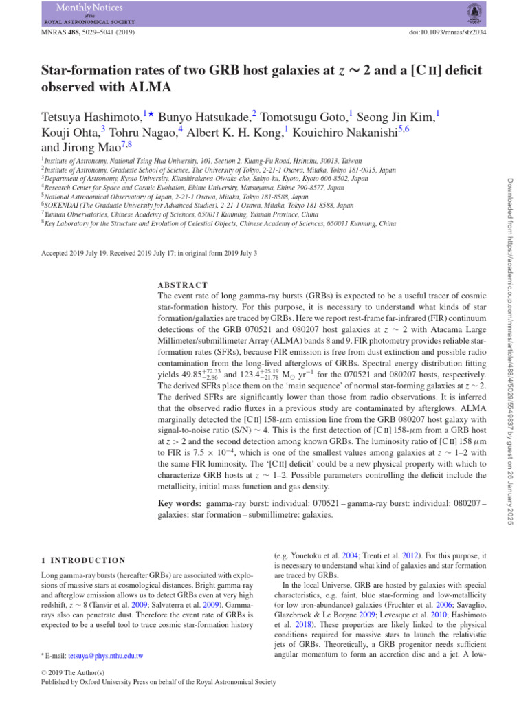 Star-Formation Rates in GRB Host Galaxies | PDF | Galaxy | Star Formation