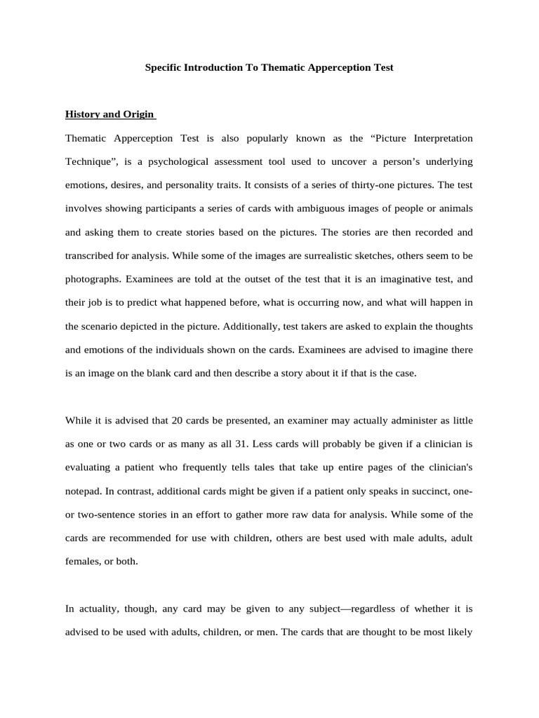 TAT final | PDF | Psychological Resilience | Narrative