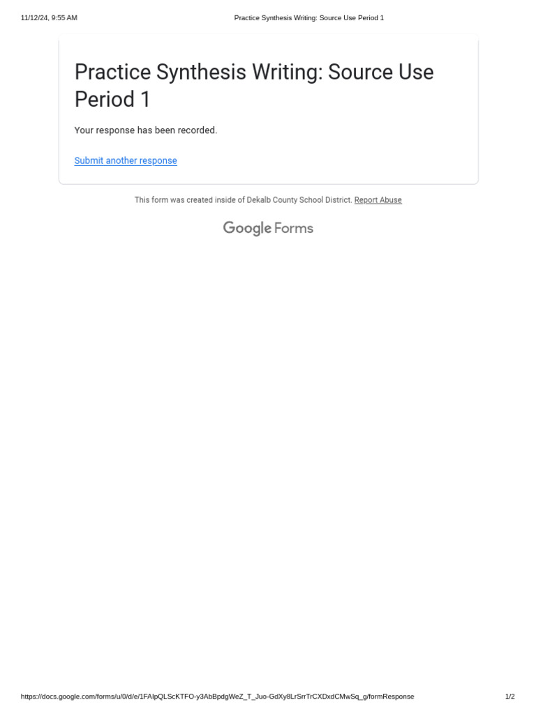 Practice Synthesis Writing_ Source Use Period 1 | PDF