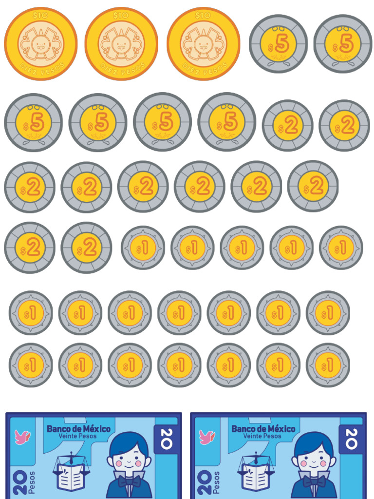 5 Monedas Para Recortar Pdf