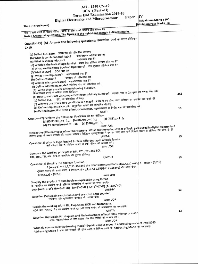 Bca Part 2 Digital Electronics and Microprocessor Ah 1340 2020 | PDF | Electronic Circuits ...