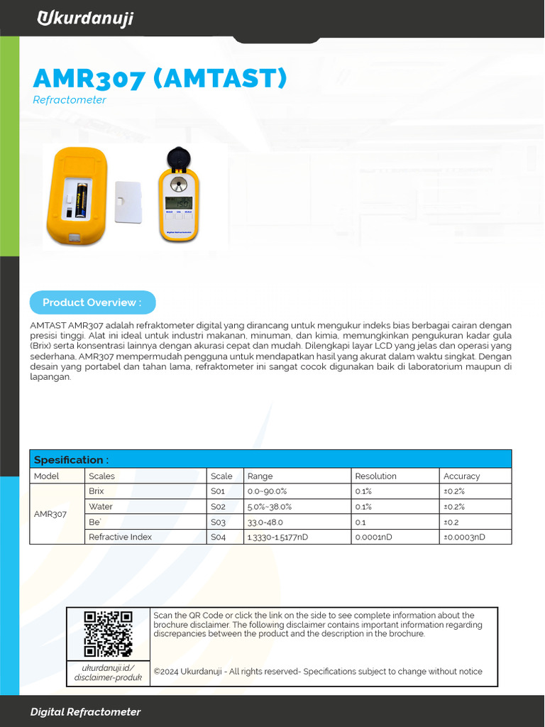 Refractometer Digital AMTAST AMR307 | PDF