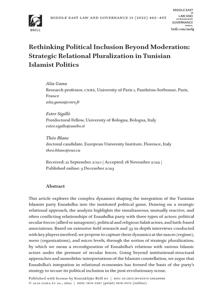 Alia Gana - Rethinking Political Inclusion Beyond Moderation | PDF | Islamism | Salafi Movement