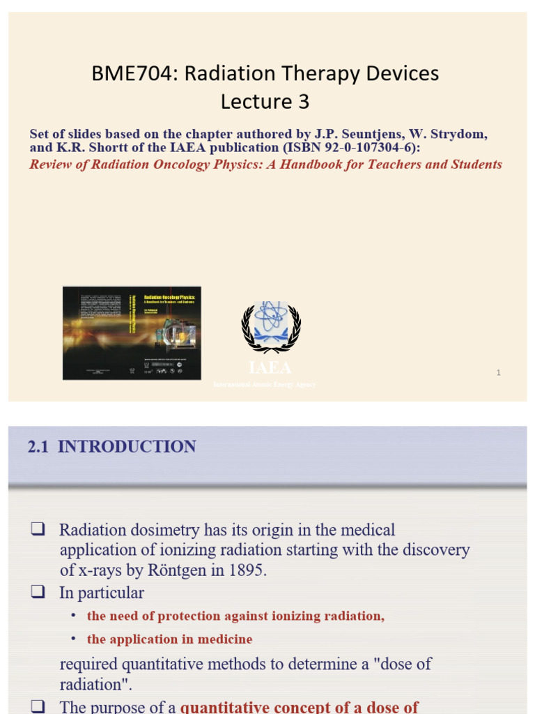 Lecture 3 - Chapter - 02 - Dosimetric - Principles | PDF | Dosimetry | Physics