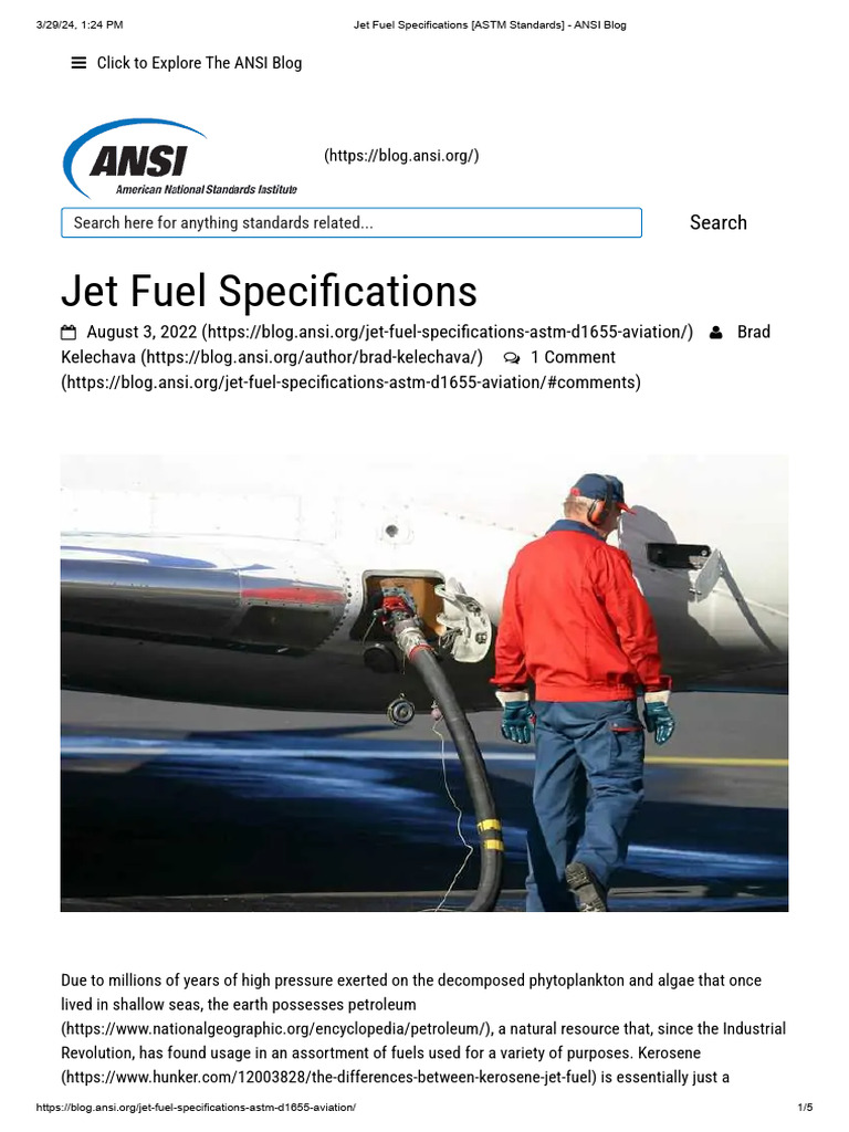 Jet Fuel Specifications [ASTM Standards] - ANSI Blog | PDF | Jet Fuel ...