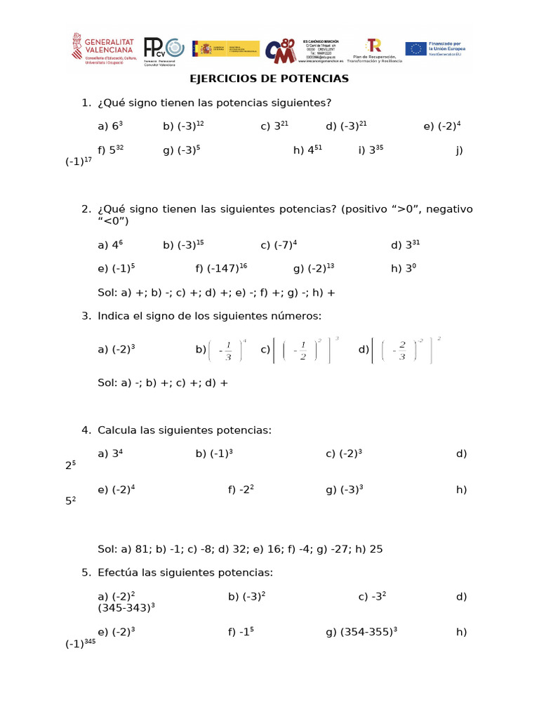 T2 - Exercicis Extra Potències - TOTS 2 | PDF