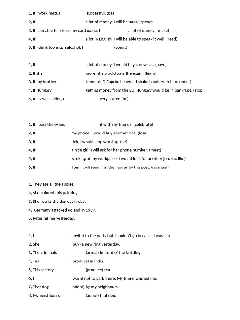 conditionals practice | PDF