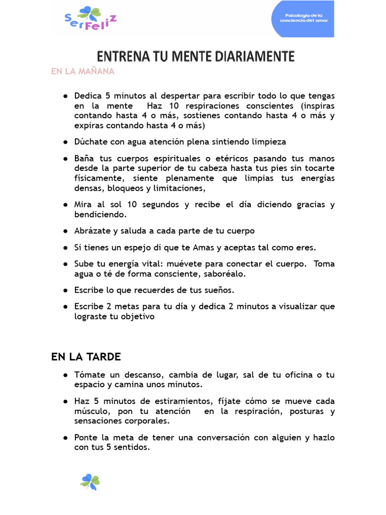 Rutina Diaria Amorpropio | PDF