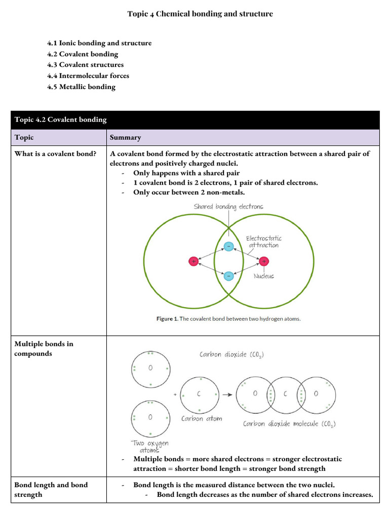 Topic 4 Chemical bonding and structure_ | PDF | Chemical Bond | Ionic ...