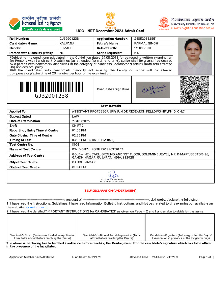University Grants Commission (UGC) - NET - India | PDF | Identity Document