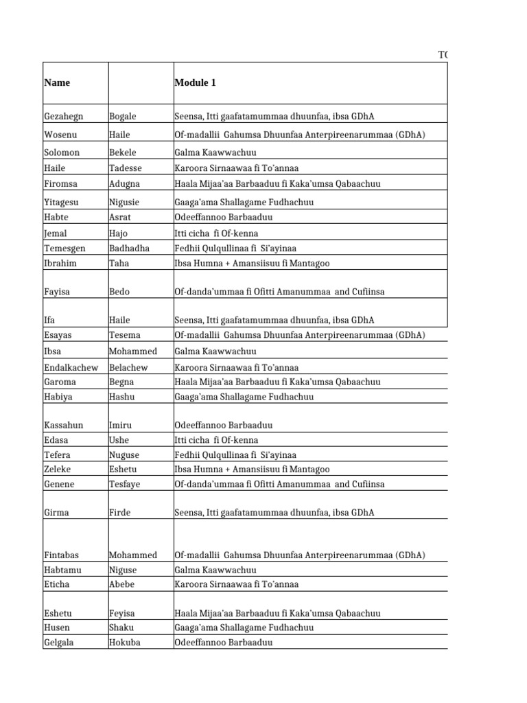 CET and EBMST TOT - Adama November 2024 - Module Assignment | PDF