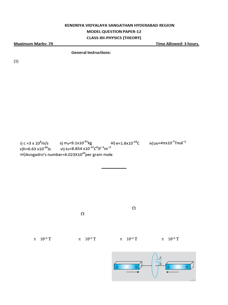 3. M12-phy-Model ques paper-12-QP | PDF | Photoelectric Effect | Light