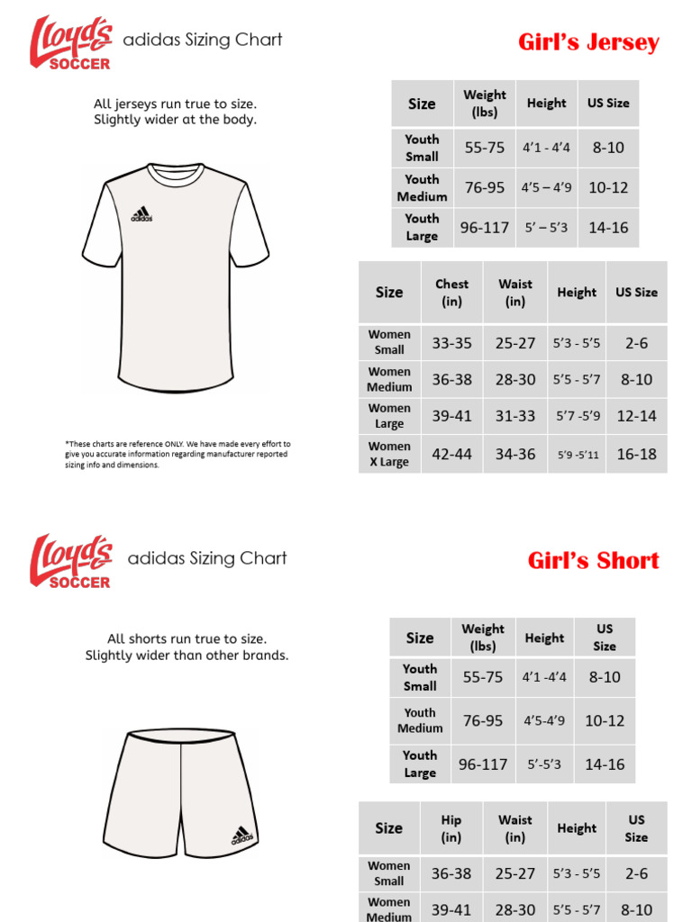 adidas Sizing Chart for Jerseys and Shorts | PDF | Clothing | Fashion
